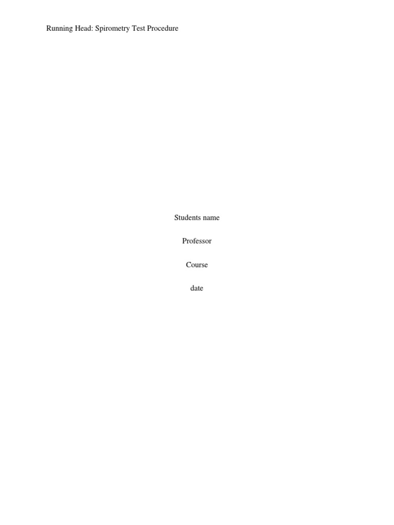 Running Head: Spirometry Test Procedure | PDF | Asthma | Respiration