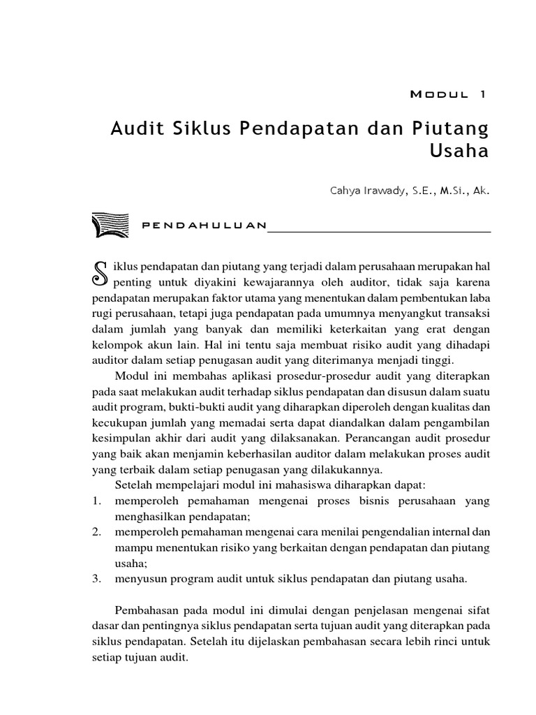 Audit Pendapatan & Piutang Usaha | PDF | Pengelolaan Keuangan & Uang | Hukum
