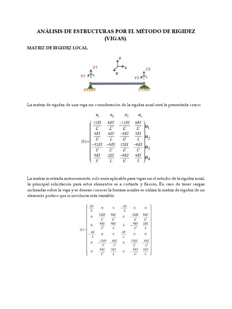 Método de Rigidez -Vigas | Rigidez | Matriz (Matemáticas)