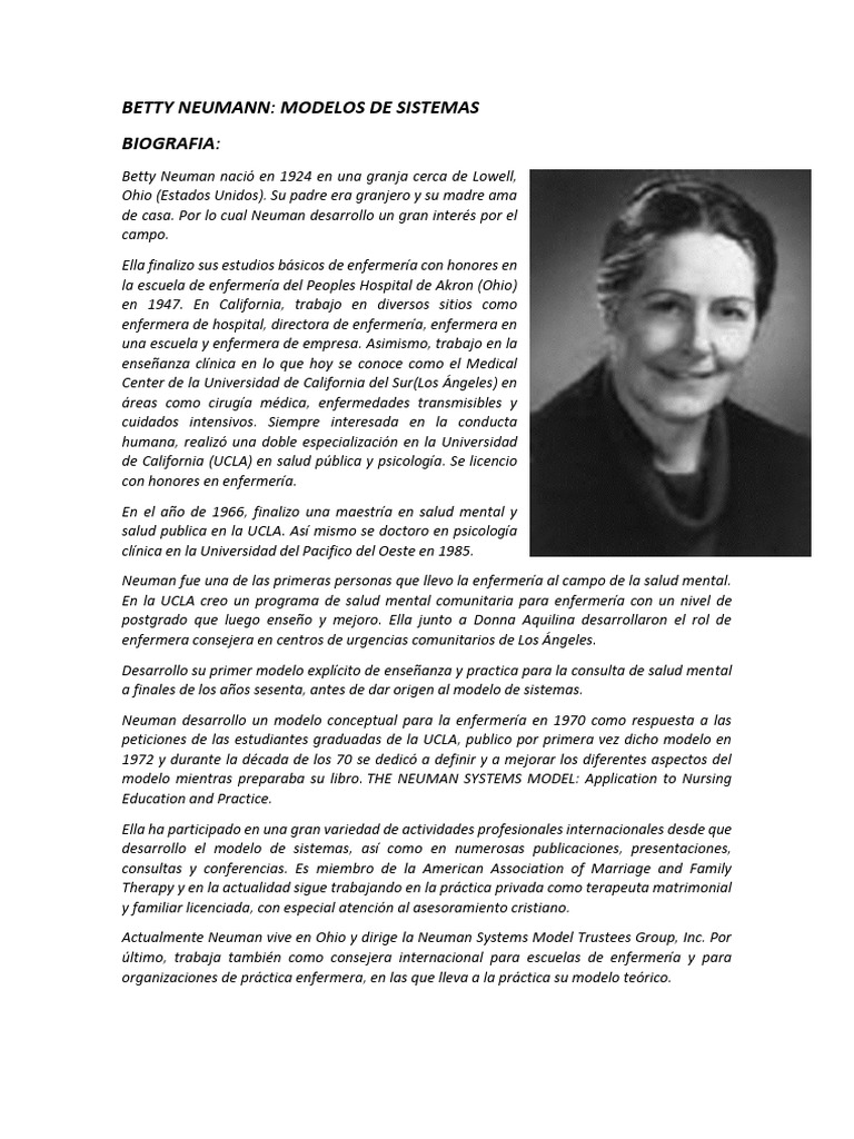 Modelo de sistemas de Betty Neumann | PDF | Enfermería | Teoría del modelo