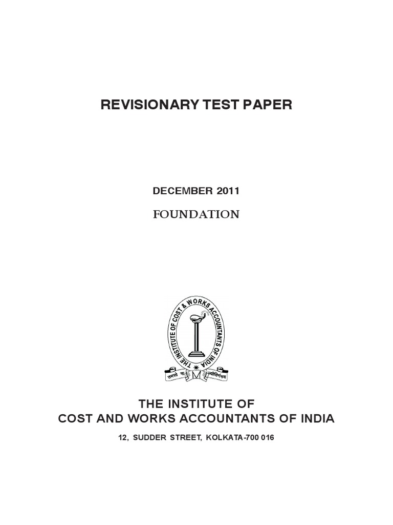 Revisionary Test Paper: Foundation | Download Free PDF | Recruitment ...