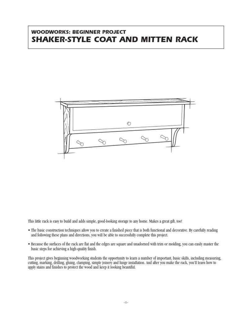 Shaker-Style Coat and Mitten Rack PDF | PDF | Textiles | Wood