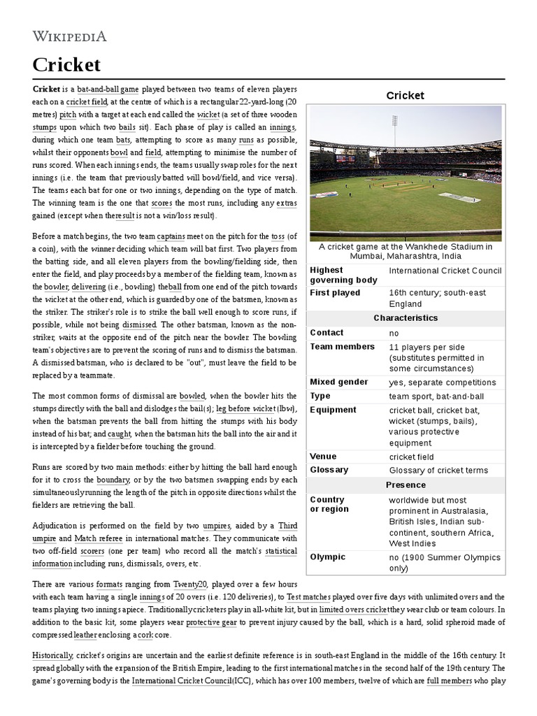 Cricket | PDF | Cricket | Bowling (Cricket)