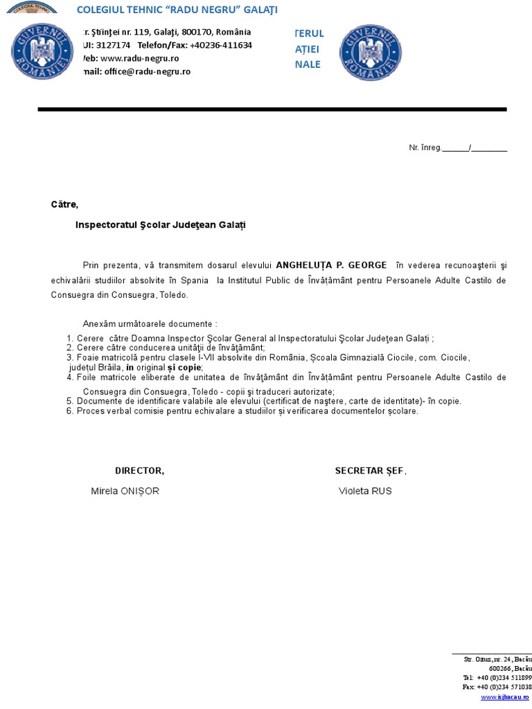 Anexa 2 - model adresa inaintare scoala catre ISJ GL.doc