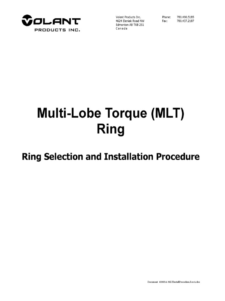 Volant MLT Ring Selection Installation | PDF