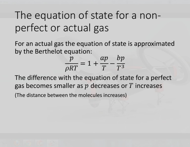 The Equation of State For A Non-Perfect or Actual Gas: (The Distance ...