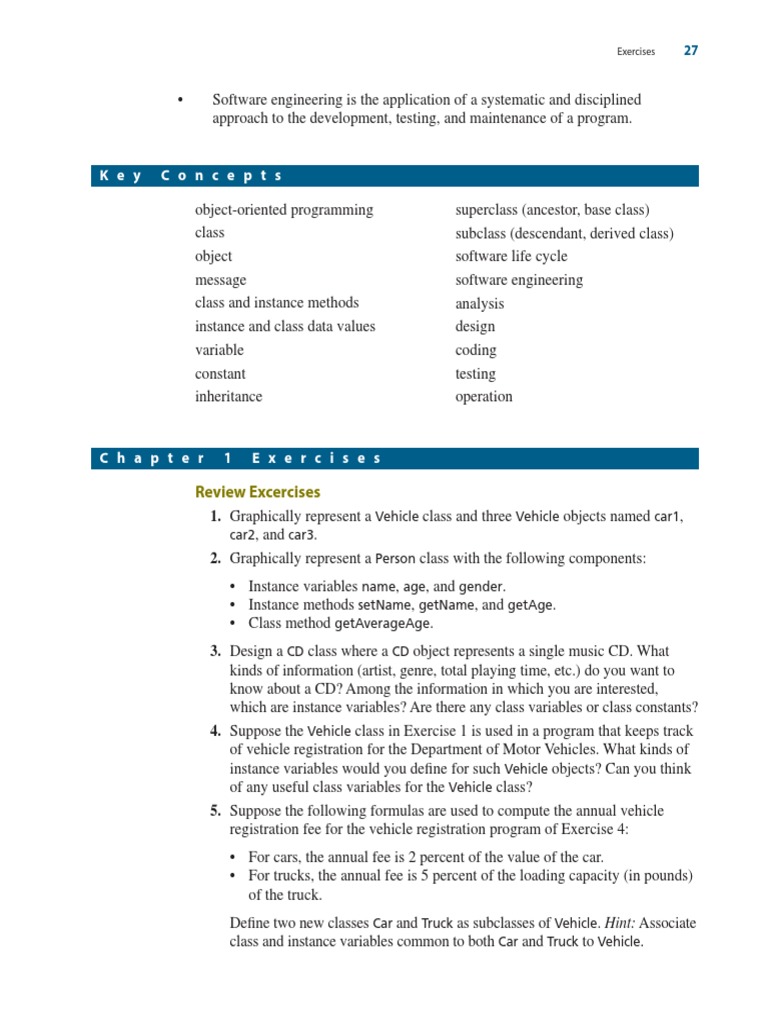 Key Concepts: Review Excercises | PDF | Class (Computer Programming ...