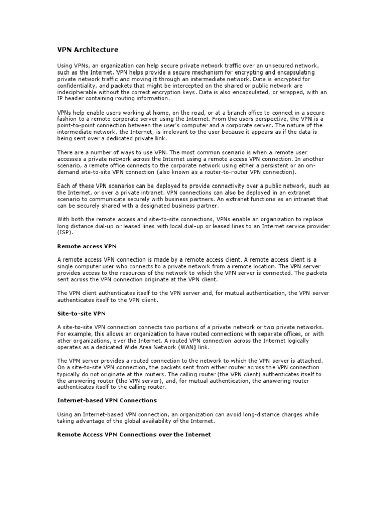 VPN Architecture | PDF | Virtual Private Network | Radius