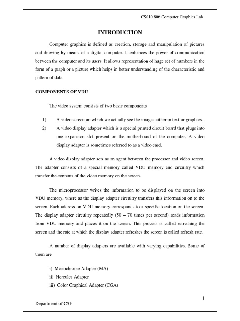 1890362420CG Lab Record-1 | PDF | Computer Monitor | Graphics