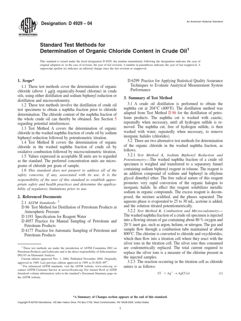 Astm D4929 PDF | PDF | Chlorine | Titration