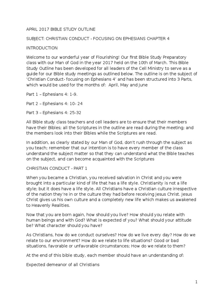 April 2017 Bible Study Outline | PDF | Humility | Jesus