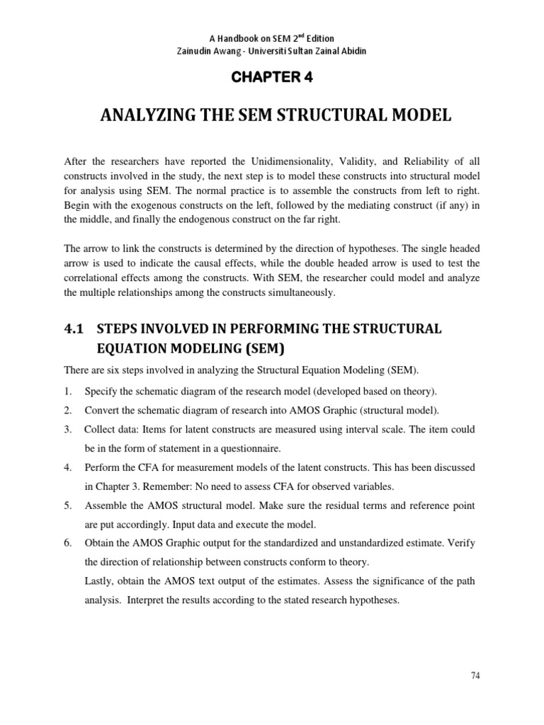 Analyzing The Sem Structural Model A Handbook On Sem 2 Edition
