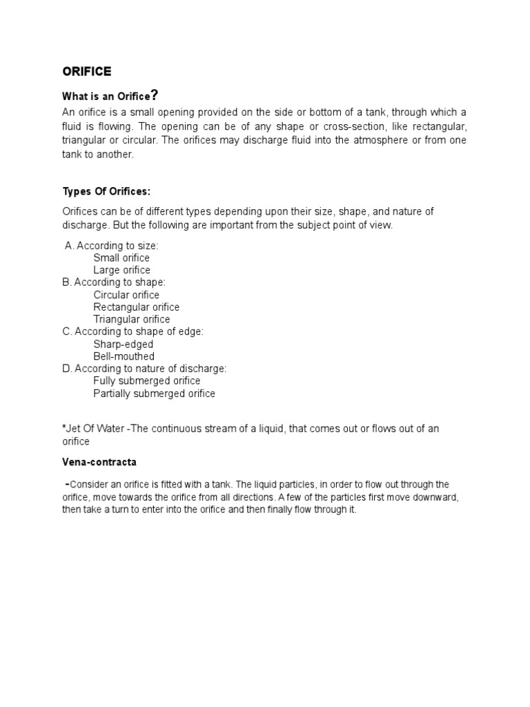 ORIFICE - Fluid Mechanics | PDF | Chemical Engineering | Statistical ...