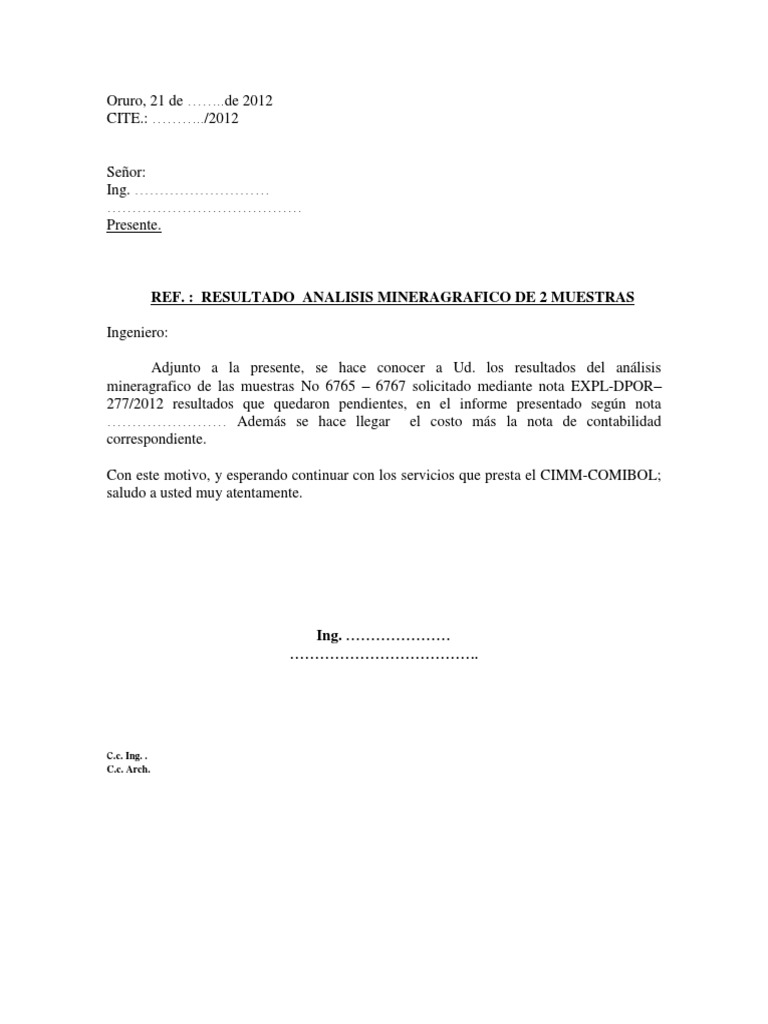 Modelo Carta Informe Resultados | PDF | Informática y tecnología de la ...