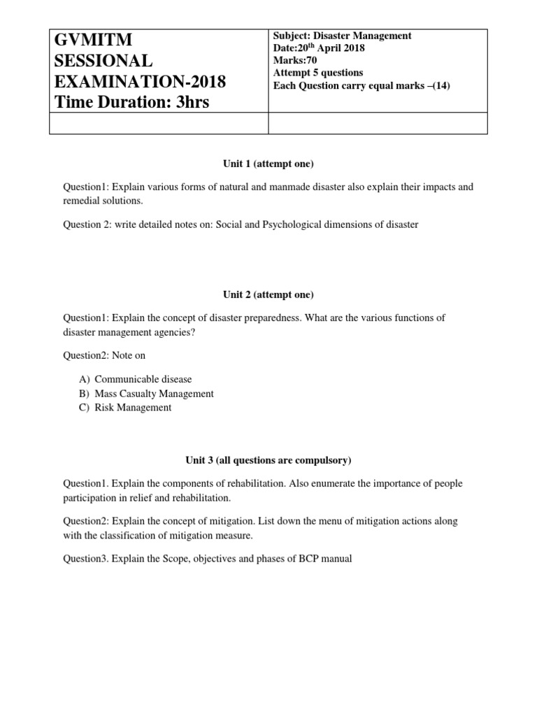 Disaster Management Paper | PDF