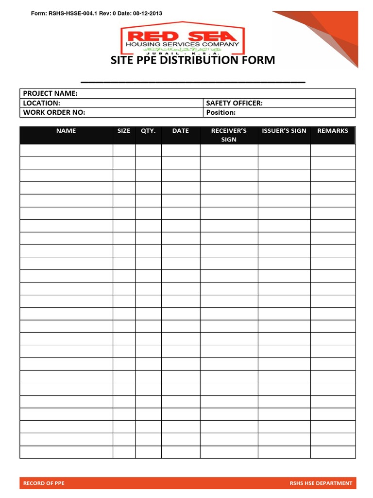 PPE Distribution Record Form | PDF