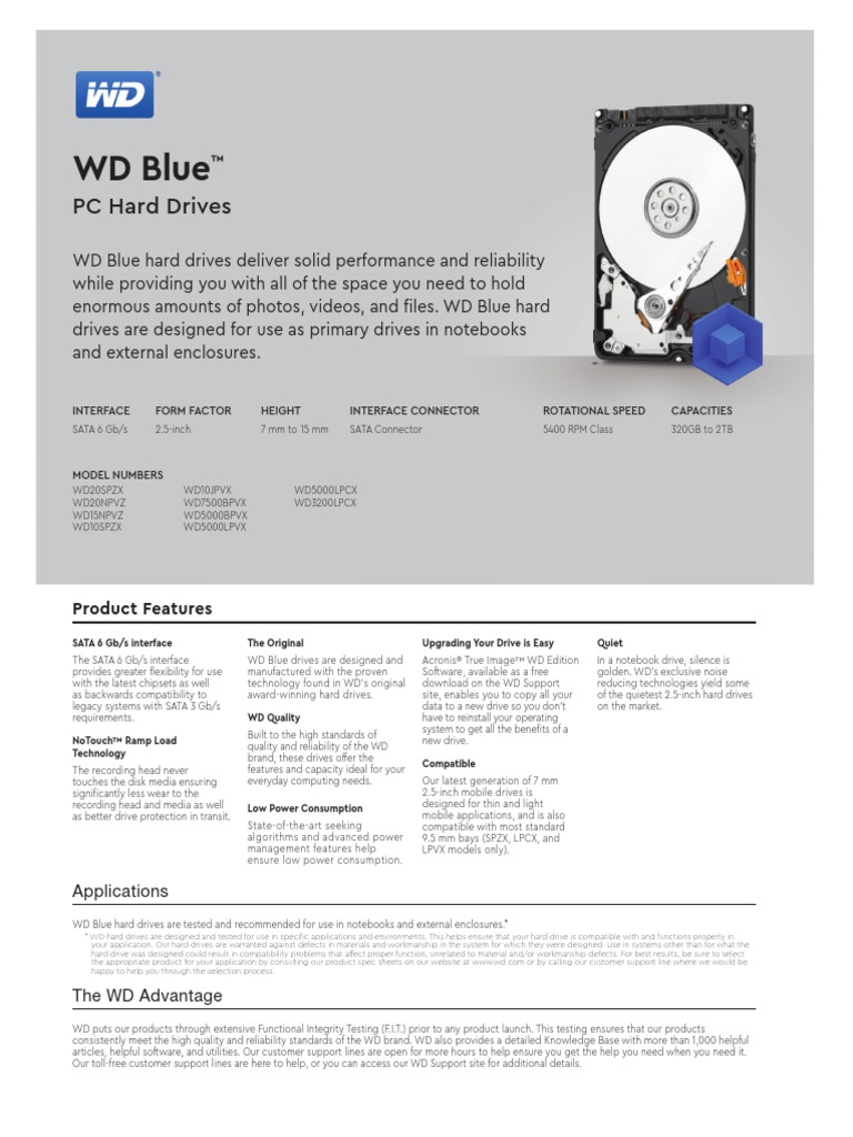 WD10SPZX HDD Spec Sheet | Download Free PDF | Hard Disk Drive ...