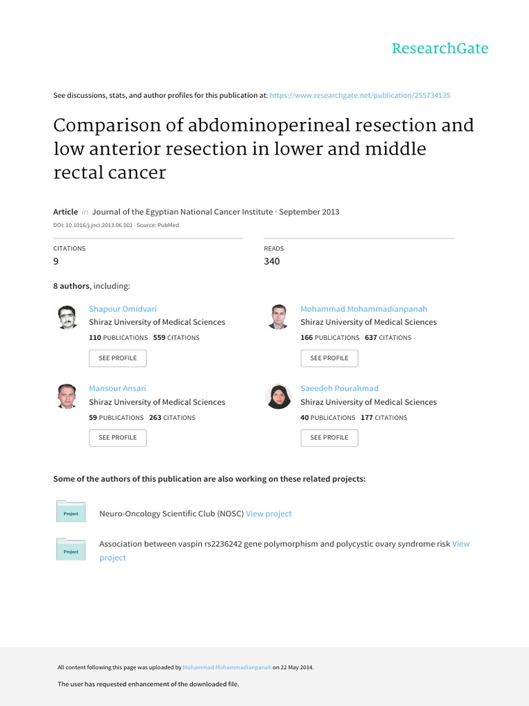 Resection Techniques in Rectal Cancer | PDF | Radiation Therapy ...