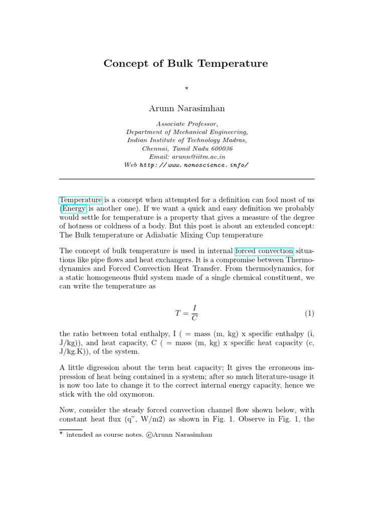 Concept of Bulk Temperature PDF | PDF | Heat | Temperature