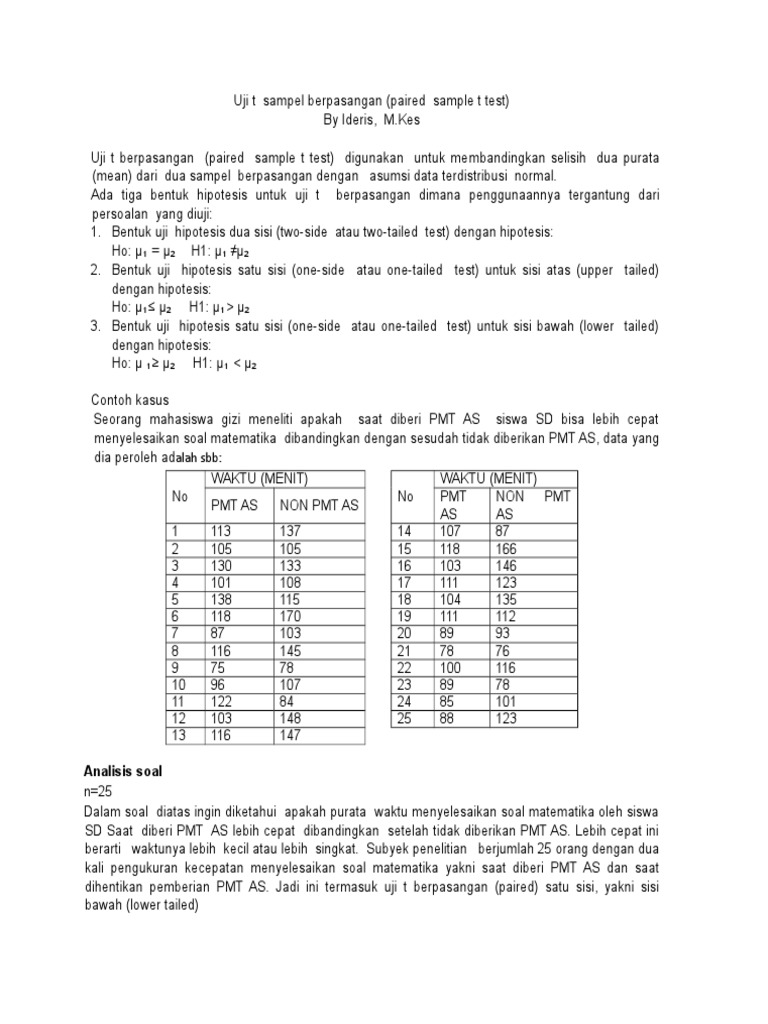 5 B.uji T Sampel Berpasangan (Paired Sample T Test) BB | PDF