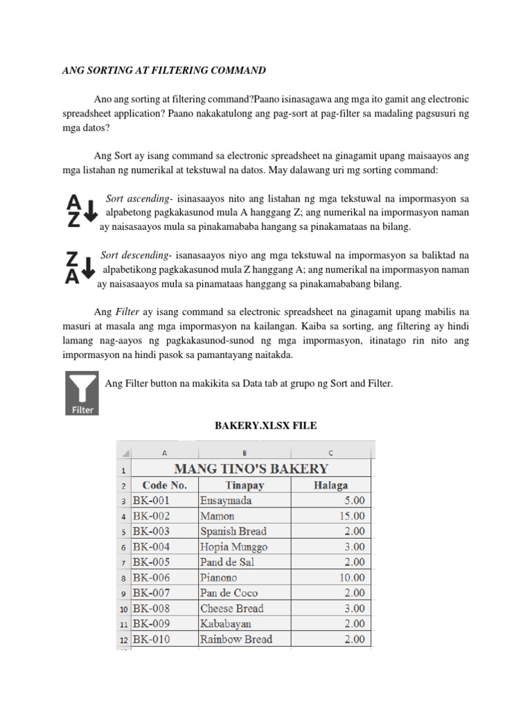 Ang Sorting at Filtering Command | PDF