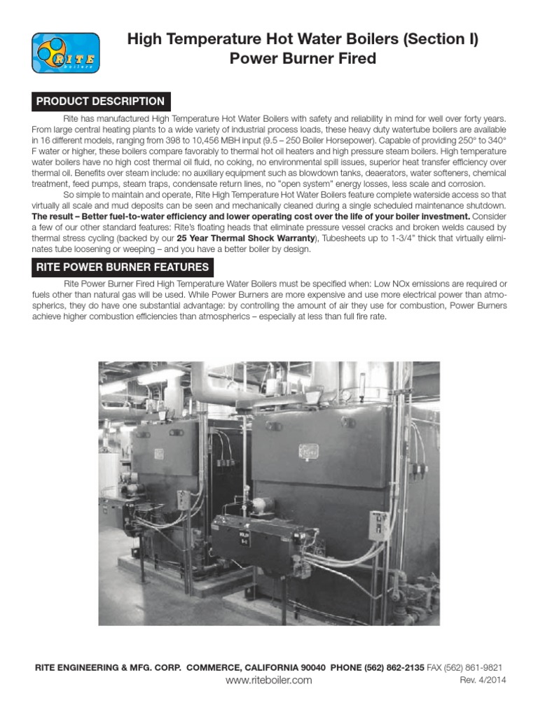 High Temperature Hot Water Boilers | PDF | Boiler | Water Heating