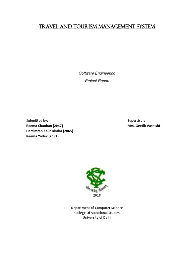 Travel and Tourism Management System: Software Engineering Project ...