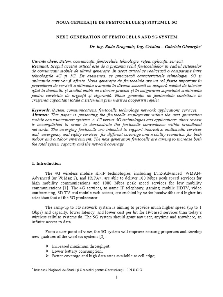 Next generation femtocells and 5G system | PDF | Internet Access | Channel Access Method