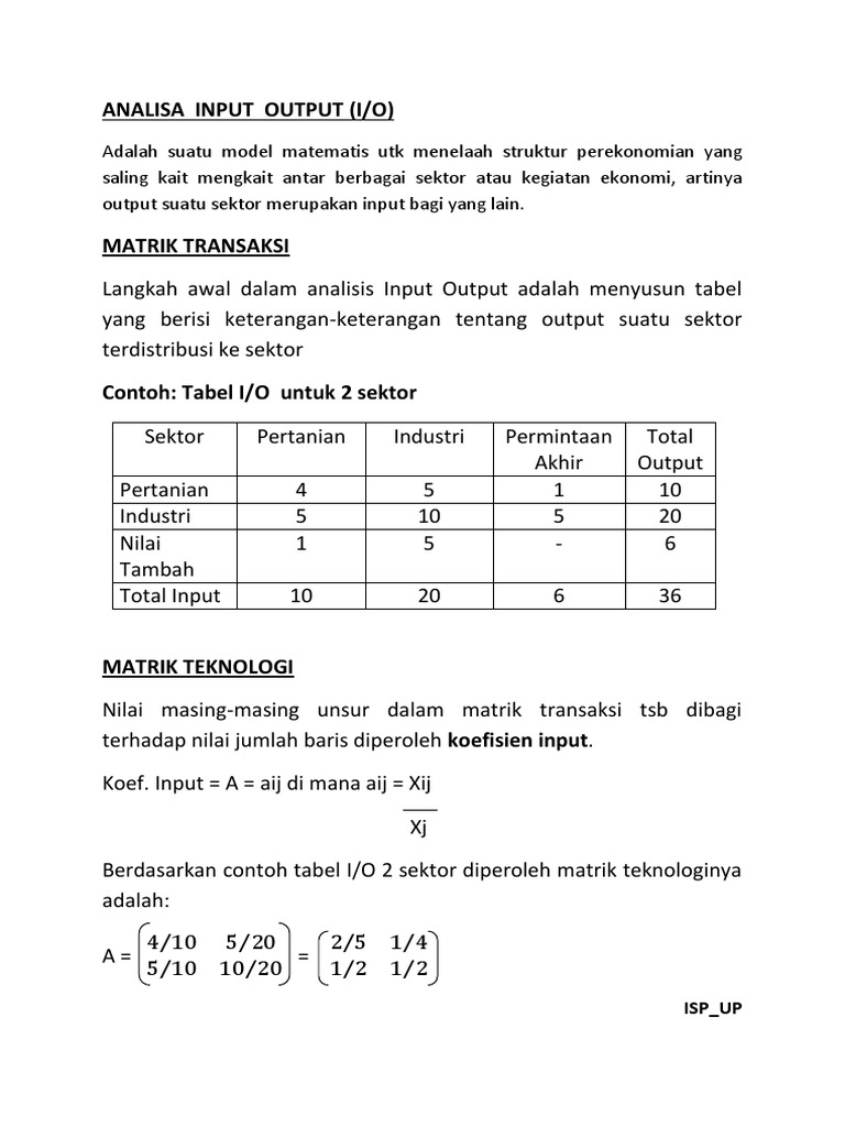 Analisa Input Output Matematika Bisnis | PDF | Metode & Bahan Ajar