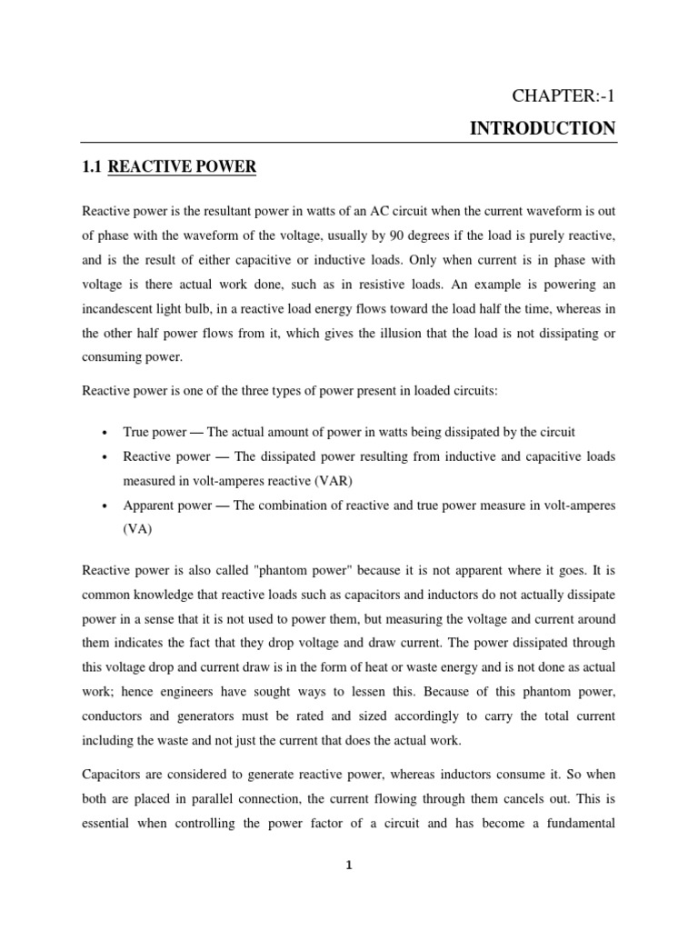 1.1 Reactive Power: Chapter:-1 | PDF | Ac Power | Capacitor