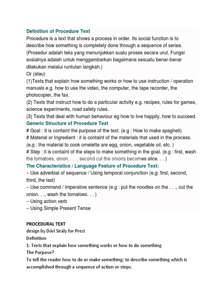 Understanding Procedure Texts Explained | PDF | Food And Drink ...