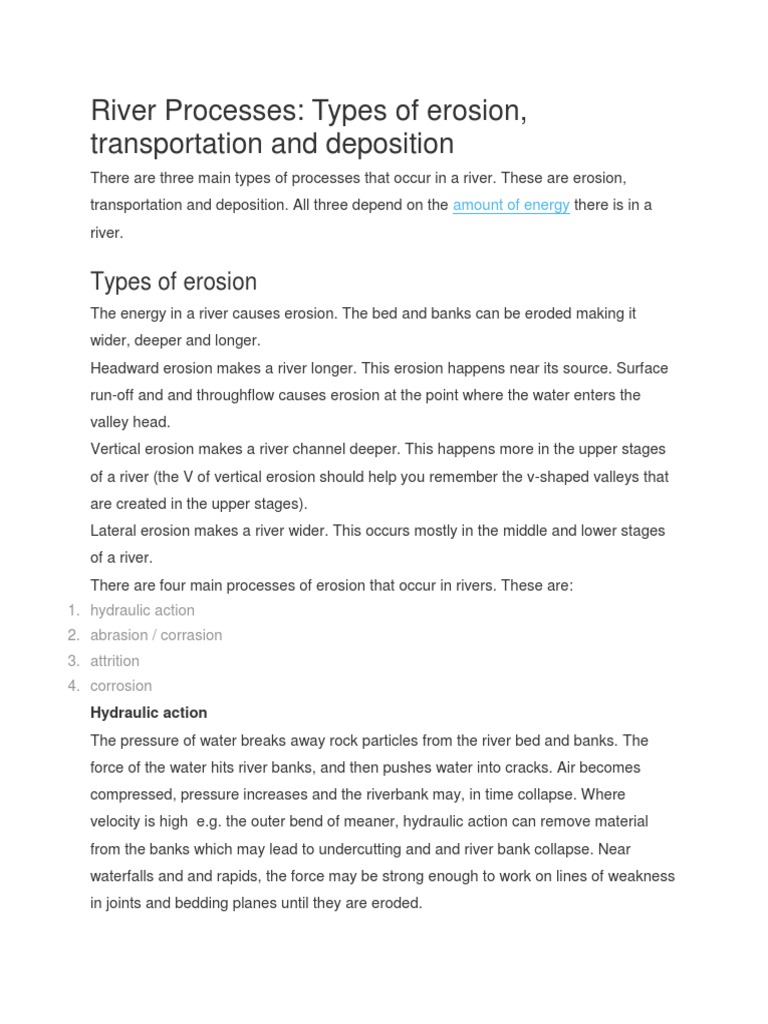 Understanding River Processes: An In-Depth Explanation of Erosion ...