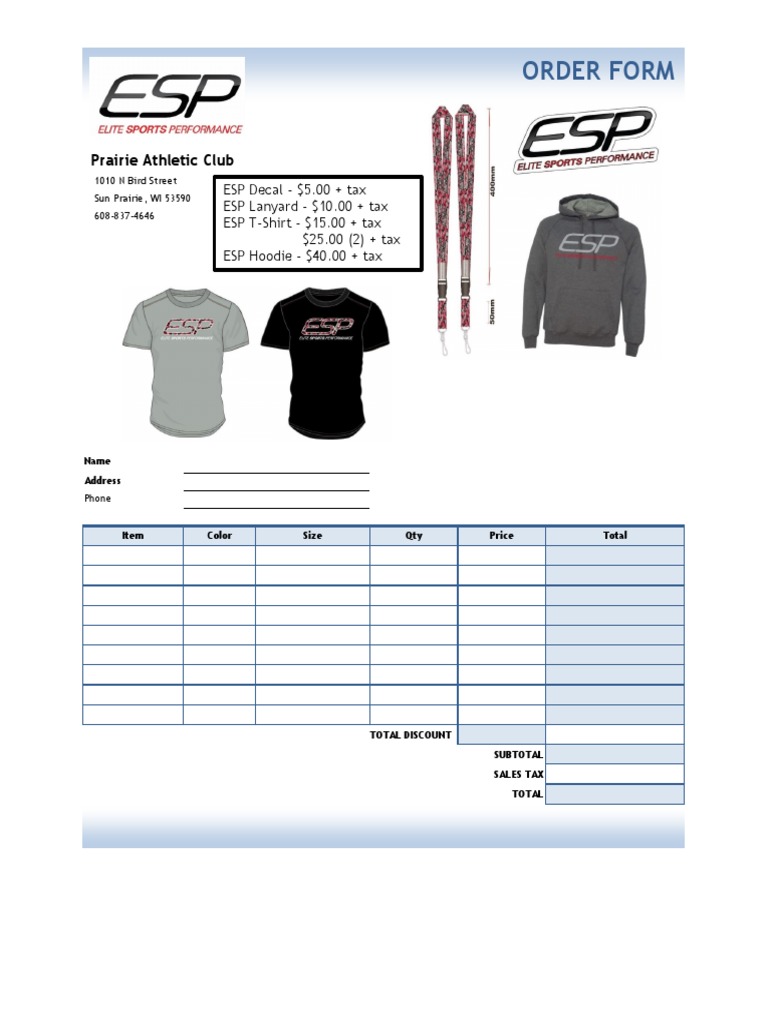 Esp Order Form | PDF | Taxes | Marketing