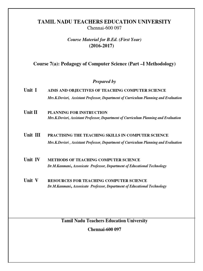 5-Computer Science | PDF | Lesson Plan | Teachers