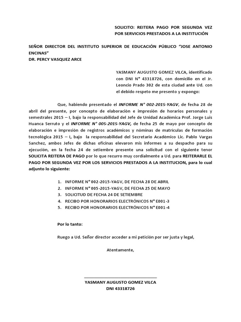 Solicito 2 Reitera Pago | PDF
