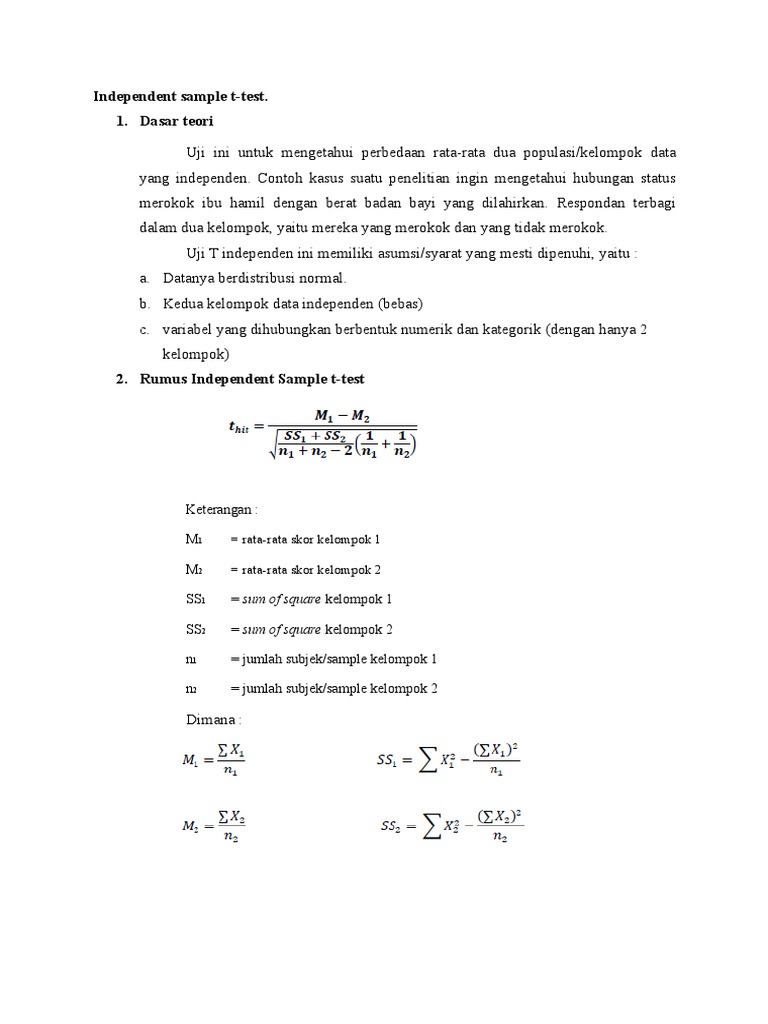 Independent T Test | PDF