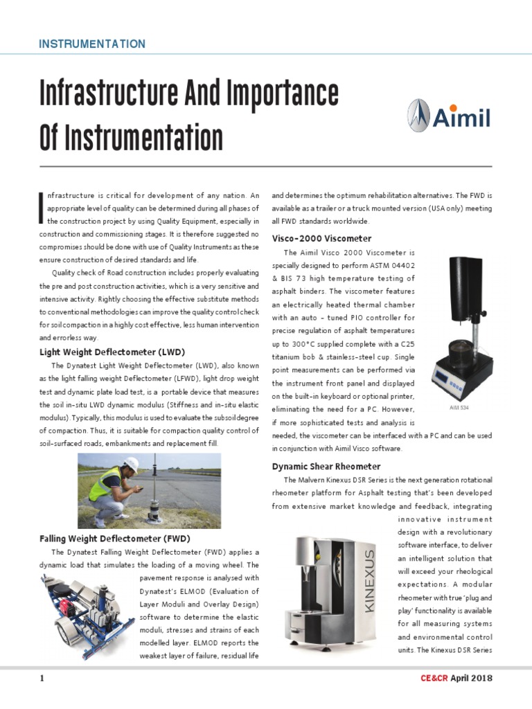 Civil Engineering Instrumentation For Infrastructure, Road & Highways ...