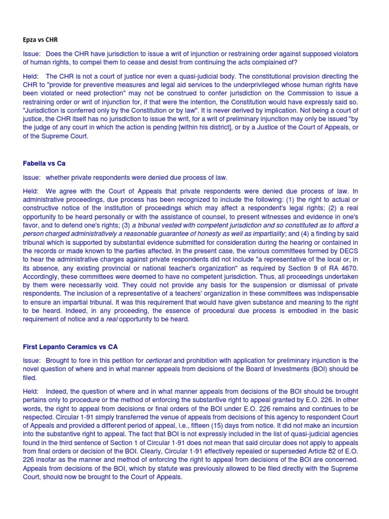 Epza Vs CHR | PDF | Due Process Clause | Jurisdiction
