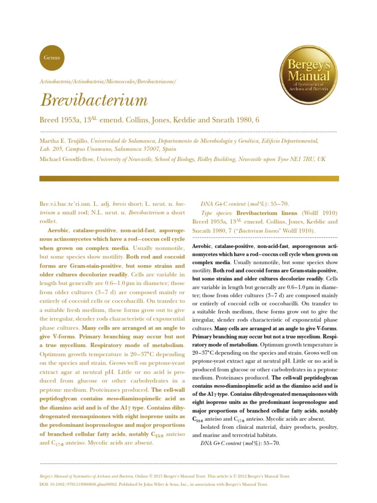 Brevibacterium Lengkap | PDF | Growth Medium | Archaea