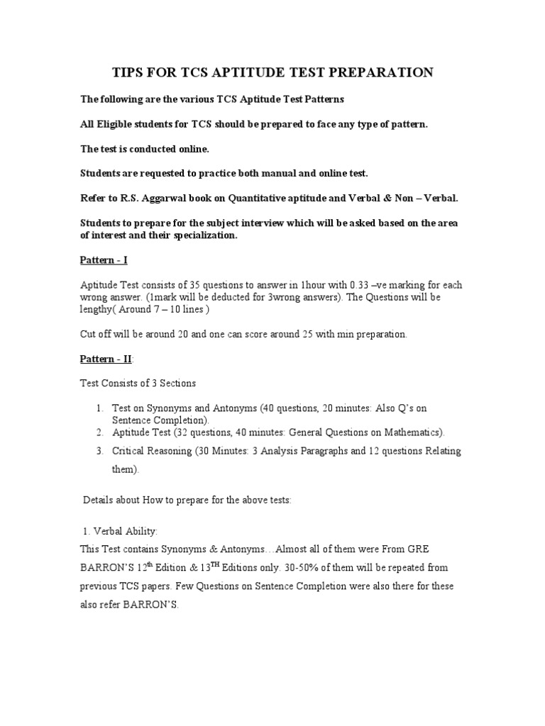 Tips For Tcs Aptitude Test Preparation: TH TH | PDF | Graduate Record ...