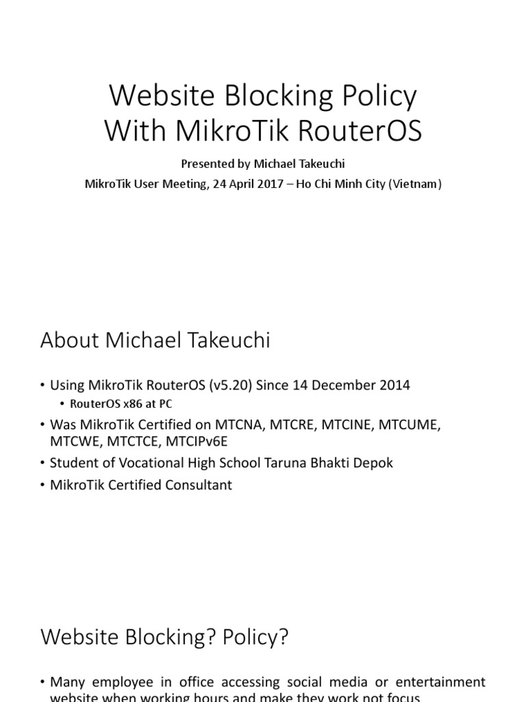 MikroTik Website Blocking Techniques | PDF | Firewall (Computing ...