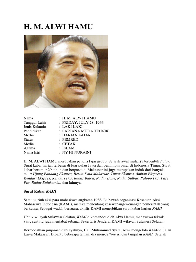 Profil H. M. Alwi Hamu dan Fajar Group | PDF