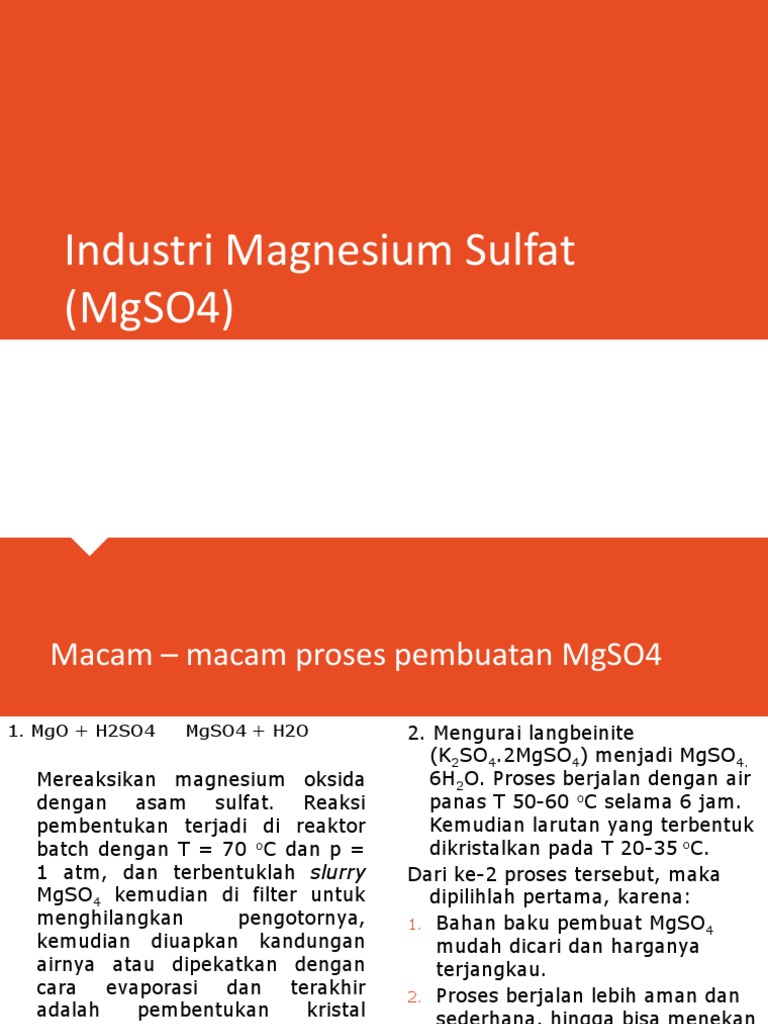 Industri Magnesium Sulfat (MgSO4) | PDF
