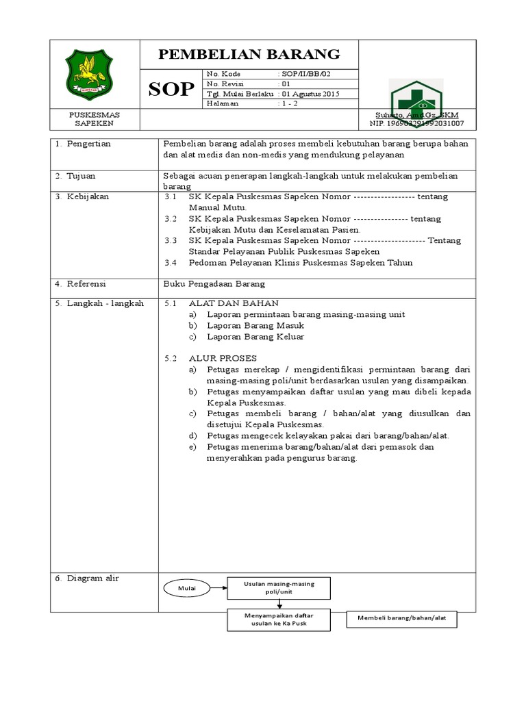 2 Sop Pembelian Barang | PDF