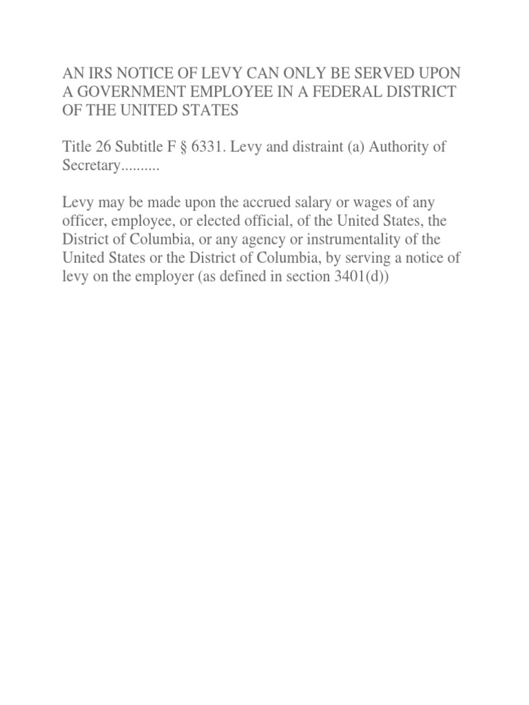 Taxes - Levy Can Only Be Served Upon Government Employee | PDF ...
