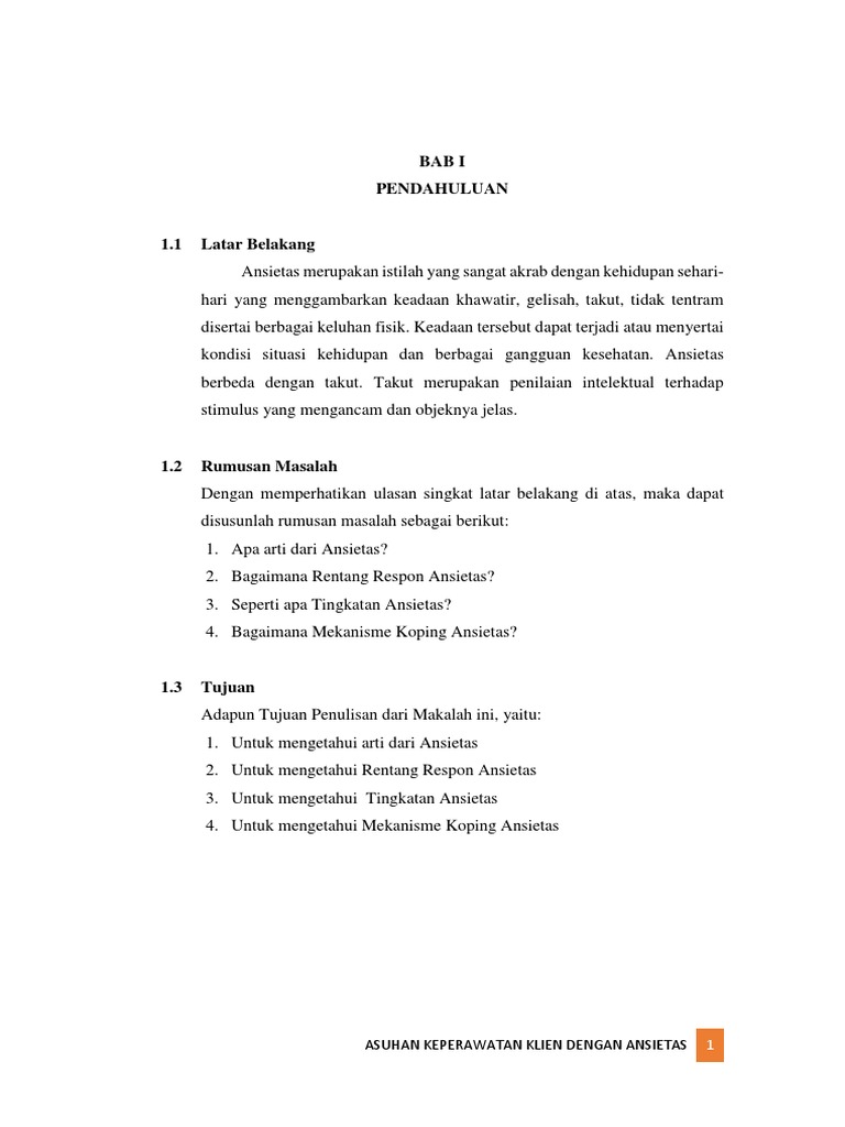 Asuhan Keperawatan Jiwa Pada Ansietas | PDF | Kesehatan Holistik