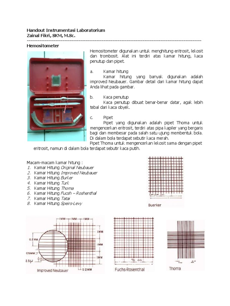 Panduan Penggunaan Hemositometer | PDF | Metode & Bahan Ajar