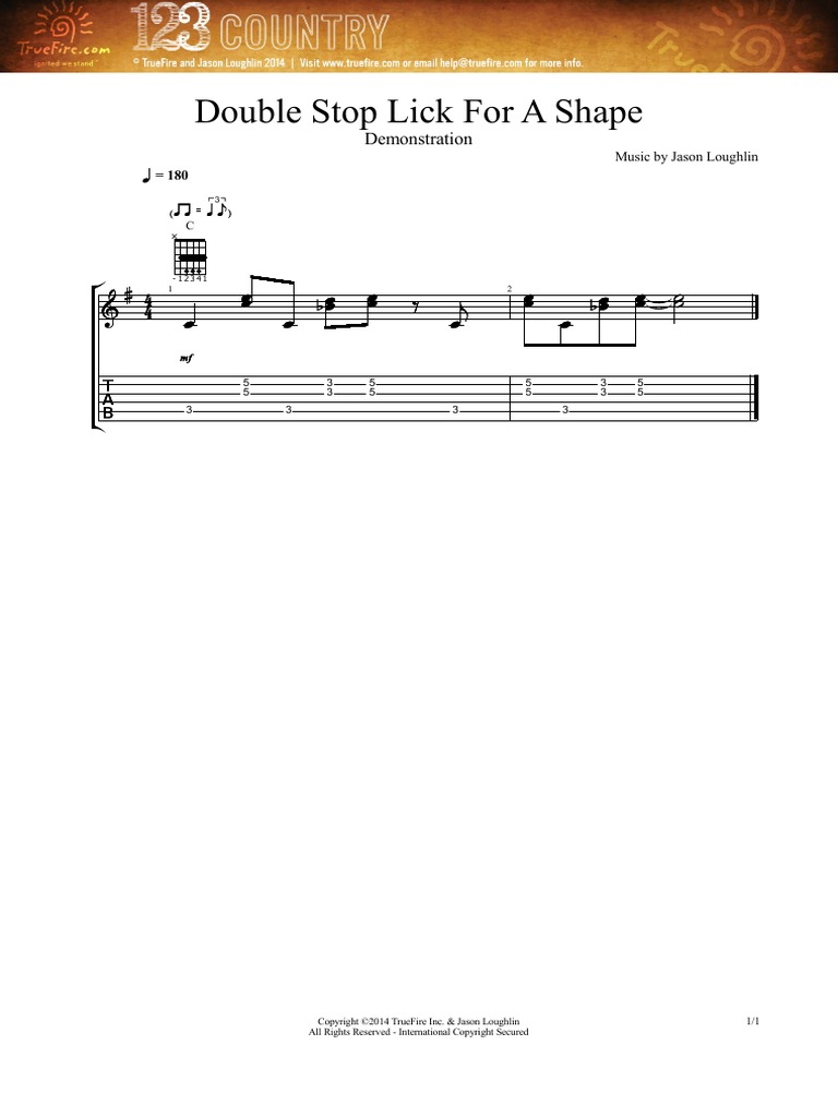 Double-Stop Lick For A-Shape | PDF