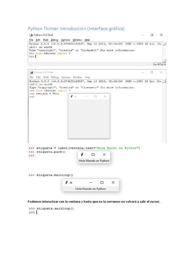 Python Tkinter Introducci N (Interface Grafica) | PDF | Ventana (informática) | Python (lenguaje ...