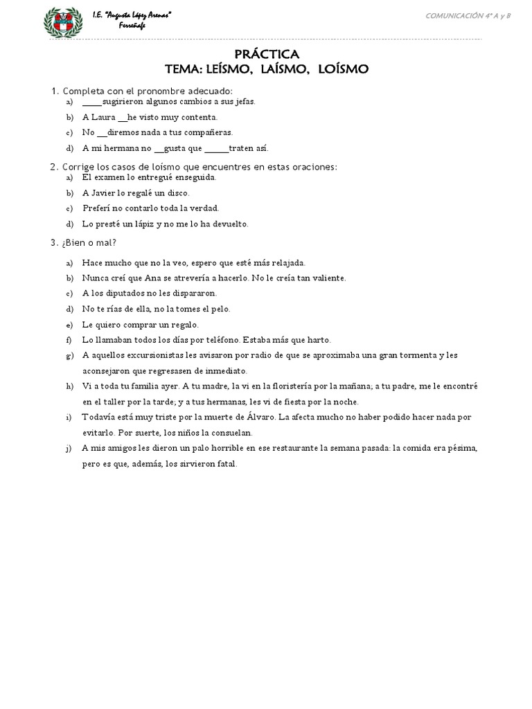 LEISMO | PDF | Objeto (gramática) | Sintaxis